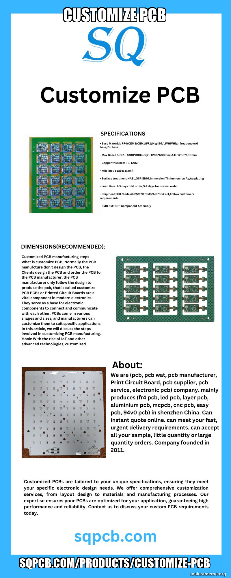 Customize PCB sqpcb.com/products/customize-pcb - Customized PCBs are ...