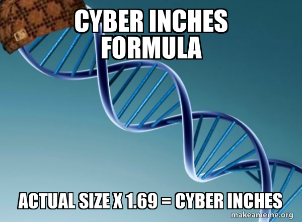 Cyber inches formula Actual size x 1.69 = Cyber inches - Scumbag ...