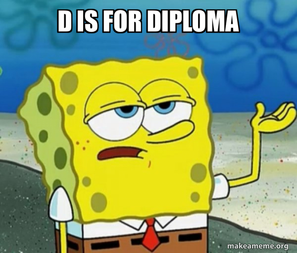 D is for diploma - Tough SpongeBob Meme Generator