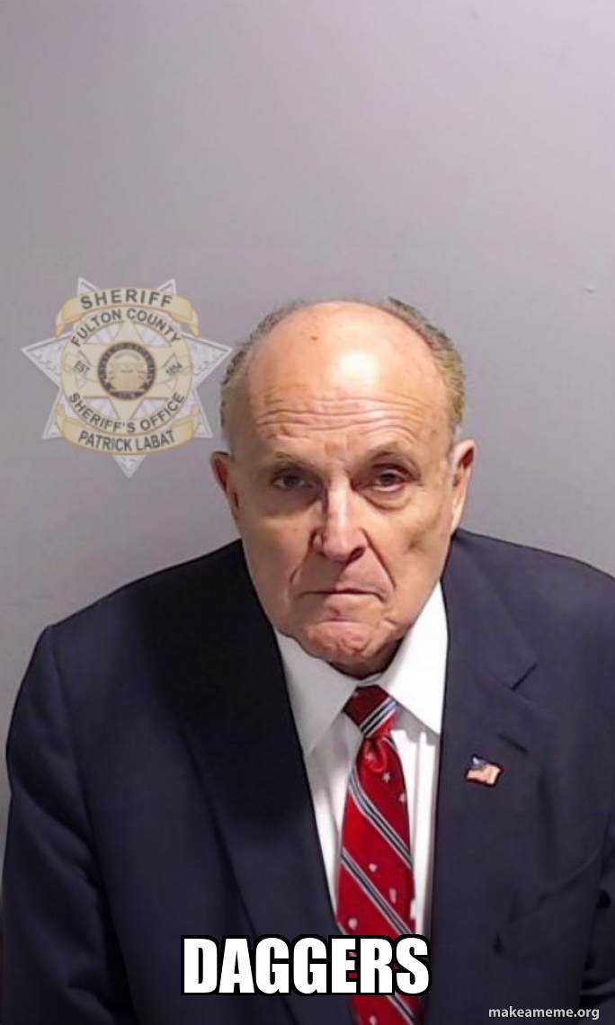 daggers - Rudy Giuliani Mugshot Meme Generator