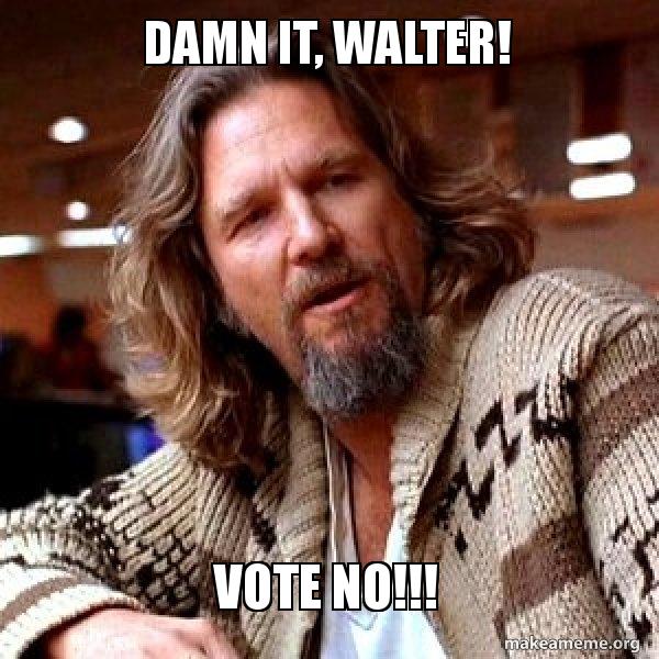 Damn it, Walter! Vote NO!!! - Big Lebowski Meme Generator