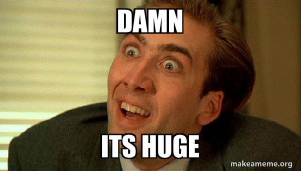 Damn its huge - Sarcastic Nicholas Cage Meme Generator