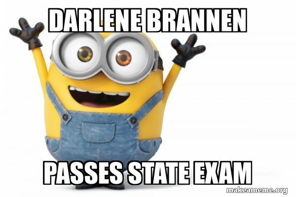 Darlene Brannen Passes State Exam - Happy Minion Meme Generator