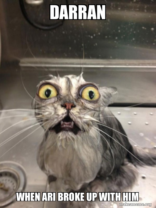 darran when ari broke up with him - Cat bath Meme Generator