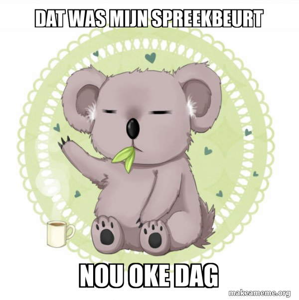 dat was mijn spreekbeurt nou oke dag - Aussie Koala doing the night shift Meme Generator