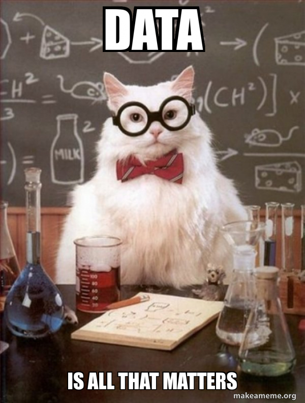 DATA IS ALL THAT MATTERS - Chemistry Cat Meme Generator