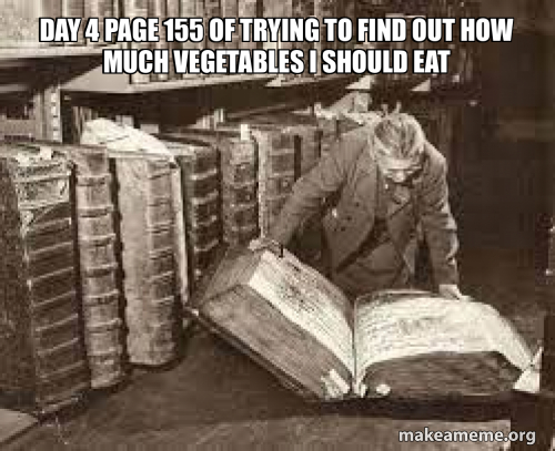 Day 4 page 155 of trying to find out how much vegetables I should eat ...