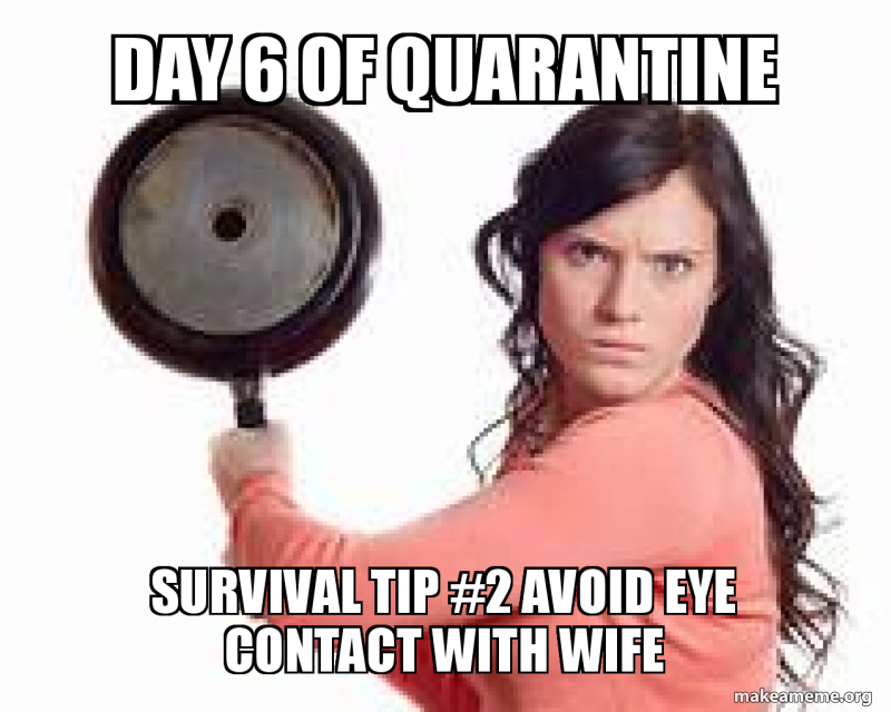 day 6 of quarantine survival tip #2 avoid eye contact with wife Meme ...