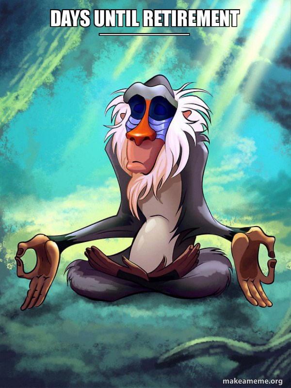 Days until retirement ________ - Rafiki Meditating - Lion King Meme ...
