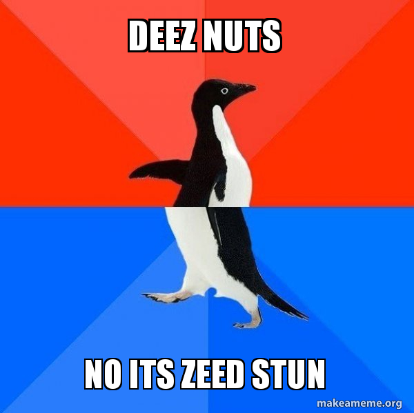 deez nuts no its zeed stun - Socially Awesome Awkward Penguin Meme ...