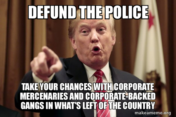 Defund the police Take your chances with corporate mercenaries and ...
