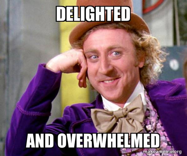 Delighted and Overwhelmed - Willy Wonka Sarcasm Meme Meme Generator