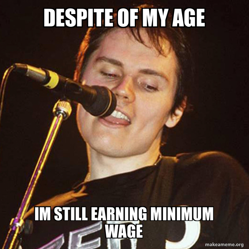 Despite of my age Im still earning minimum wage Meme Generator
