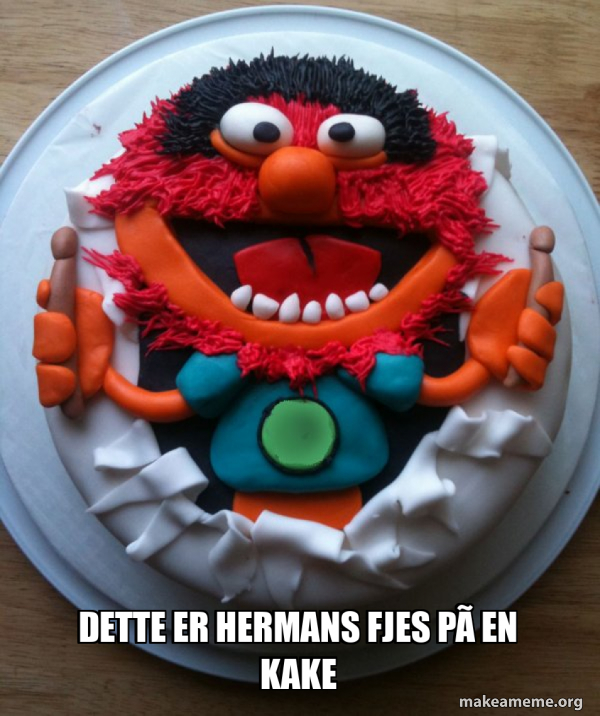 Dette er Hermans fjes på en kake - Cake Day Meme Generator