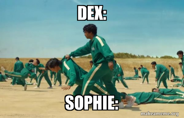 Dex: Sophie: - Squid Game Ali Holding Seong Meme Generator
