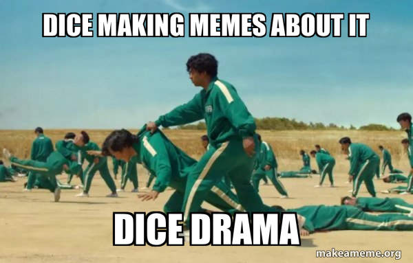 Dice making memes about it Dice Drama - Squid Game Ali Holding Seong ...