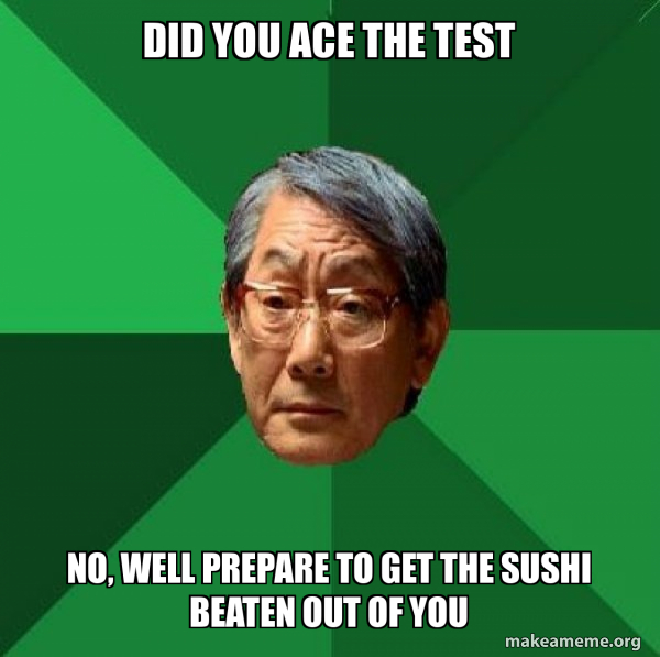 did you ace the test no, well prepare to get the sushi beaten out of ...