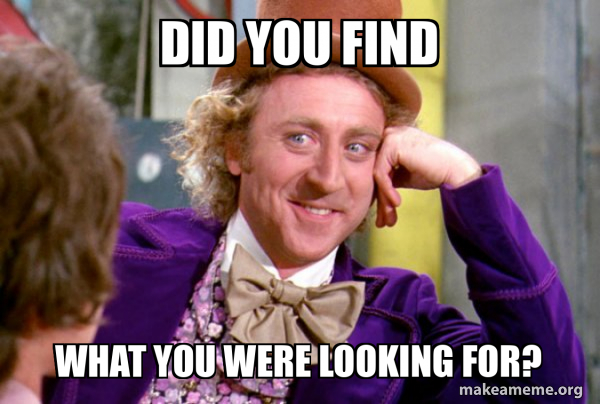 did you find what you were looking for? - Condescending Wonka Meme ...