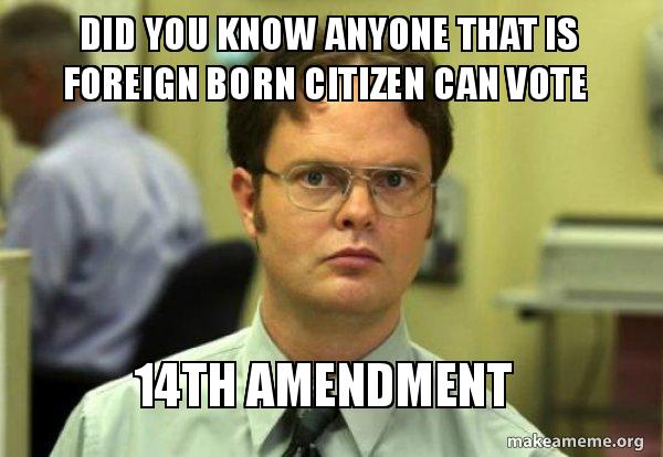 did you know anyone that is foreign born citizen can vote 14th ...