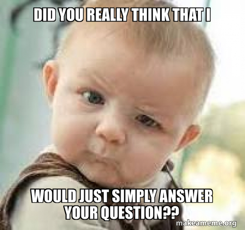 Did you really think that I would just simply answer your question?? Meme Generator