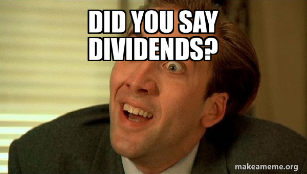 did you say dividends? - Sarcastic Nicholas Cage Meme Generator