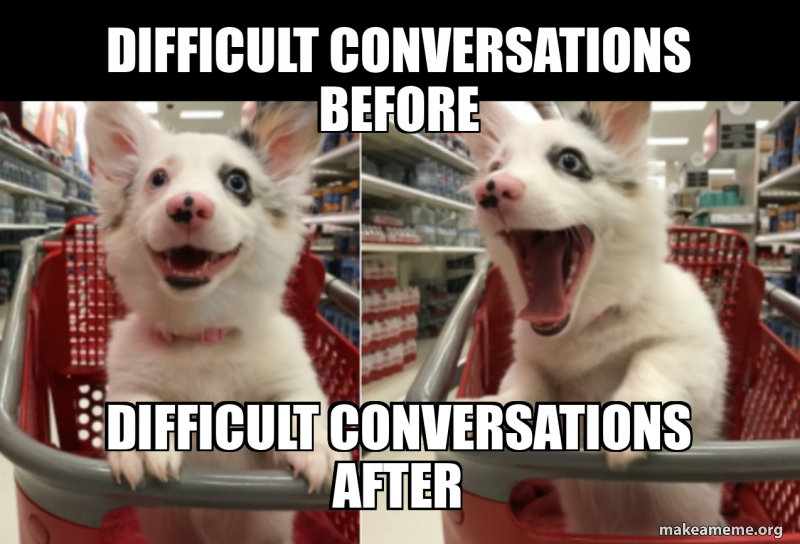 Difficult conversations before Difficult conversations after Meme Generator