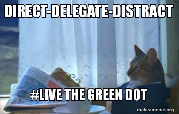 DIRECT-DELEGATE-DISTRACT #LIVE THE GREEN DOT - Sophisticated Cat Meme ...