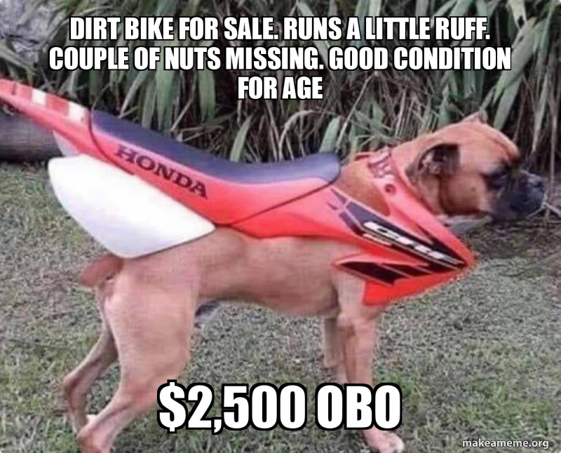 Dirt bike for sale. Runs a little ruff. Couple of nuts missing. Good ...