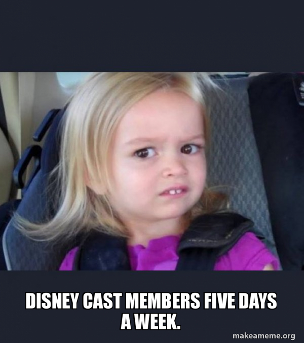 Disney cast members five days a week. - Side-Eyes Chloe Meme Generator