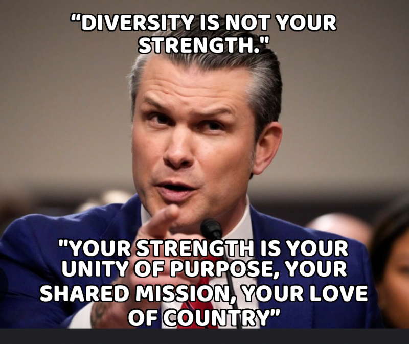 “Diversity is not your strength." "Your strength is your unity of ...