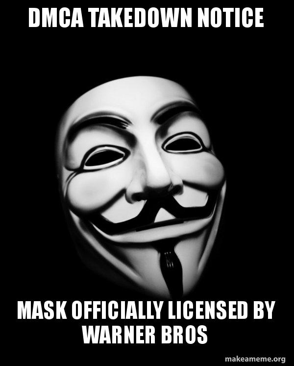 dmca takedown notice mask officially licensed by warner bros ...