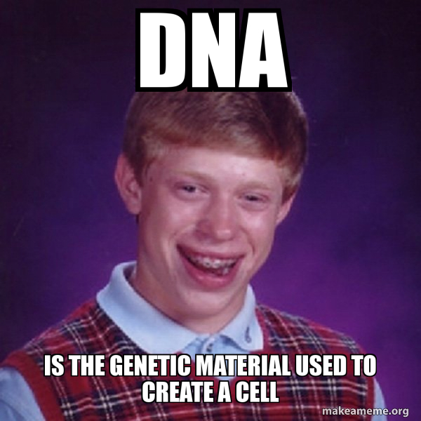 dna is the genetic material used to create a cell - Bad Luck Brian Meme ...