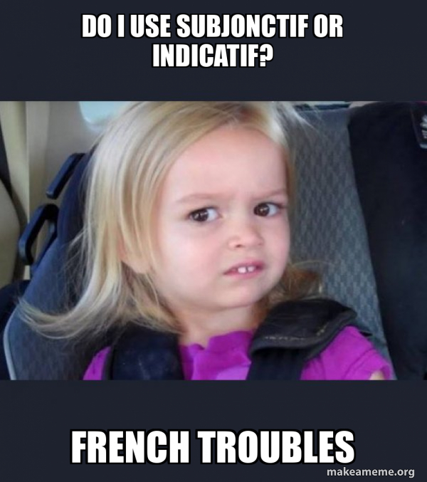 Do I use Subjonctif or Indicatif? French Troubles - Side-Eyes Chloe ...