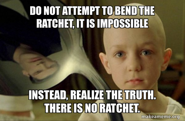Do not attempt to bend the ratchet, it is impossible Instead, realize ...