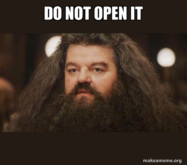 DO NOT OPEN IT - Hagrid - I should not have said that Meme Generator