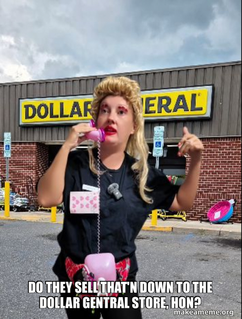 Do they sell that'n down to the Dollar Gentral Store, hon? Meme Generator