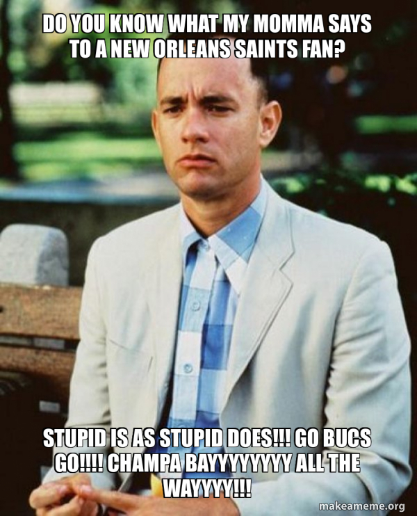 Do you know what my momma says to a New Orleans Saints fan? stupid is ...