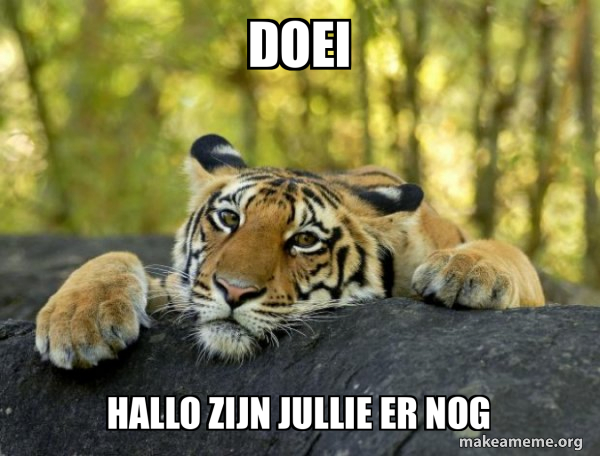 doei hallo zijn jullie er nog - Confession Tiger Meme Generator
