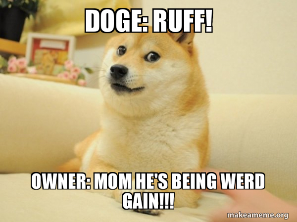 doge: ruff! owner: mom he's being werd gain!!! - Doge Meme Generator