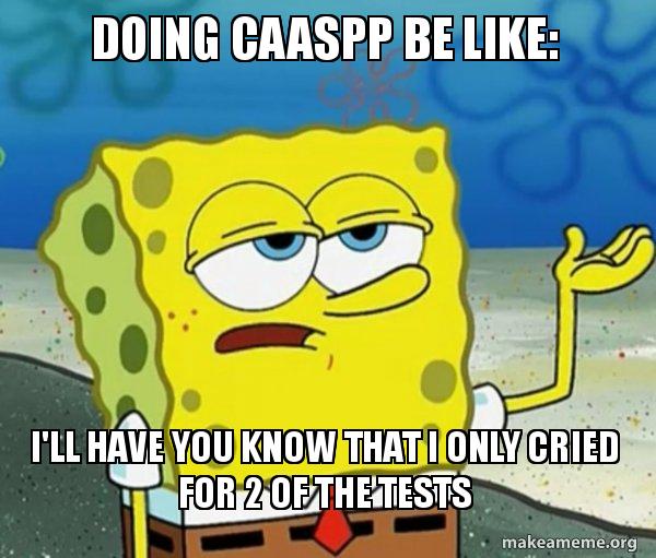 Doing CAASPP be like: I'll have you know that I only cried for 2 of the ...
