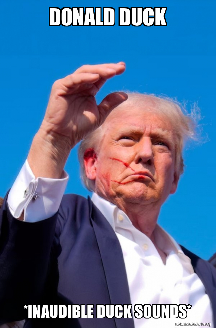DONALD DUCK *inaudible duck sounds* - Trump Shot Meme Generator