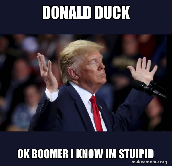 donald duck ok boomer i know im stuipid - Trump Impeached Meme Generator