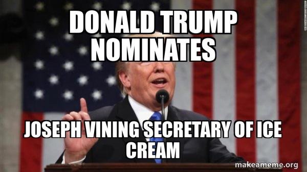 Donald trump nominates Joseph vining secretary of ice cream - Donald ...