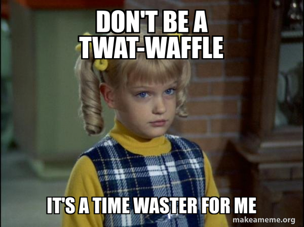 Don't be a Twat-Waffle It's a time waster for me - Cindy Brady Meme ...