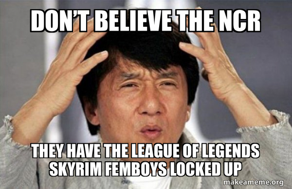 Don’t believe the ncr They have the league of legends Skyrim femboys ...