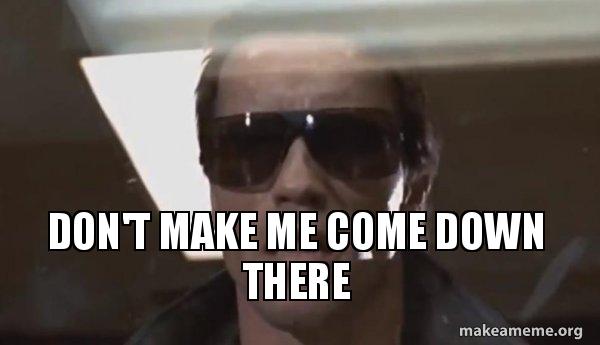 don't make me come down there - The Terminator Meme Generator