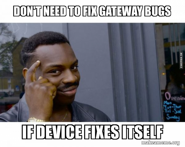 Don't need to fix gateway bugs if device fixes itself - Roll Safe Black ...