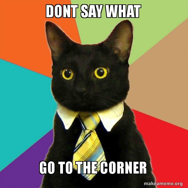 dont say what Go to the corner - Business Cat Meme Generator