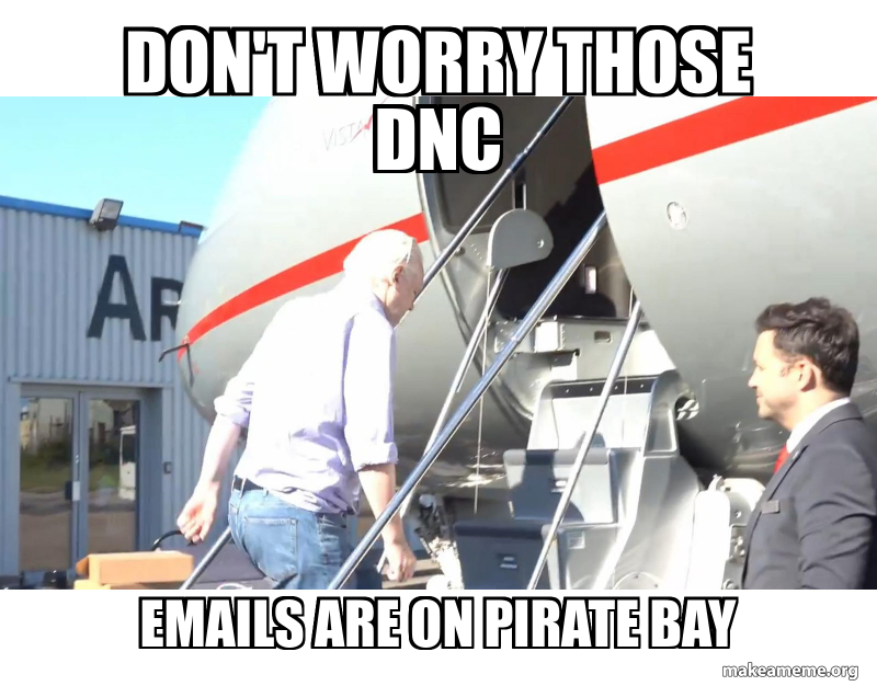 DON'T WORRY THOSE DNC EMAILS ARE ON PIRATE BAY Meme Generator