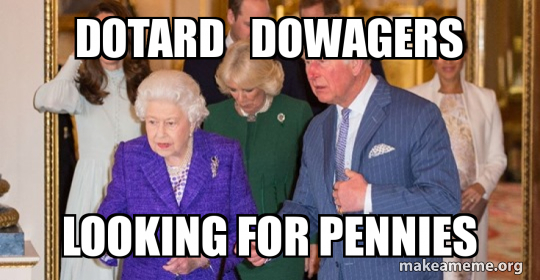 DOTARD DOWAGERS LOOKING FOR PENNIES Meme Generator